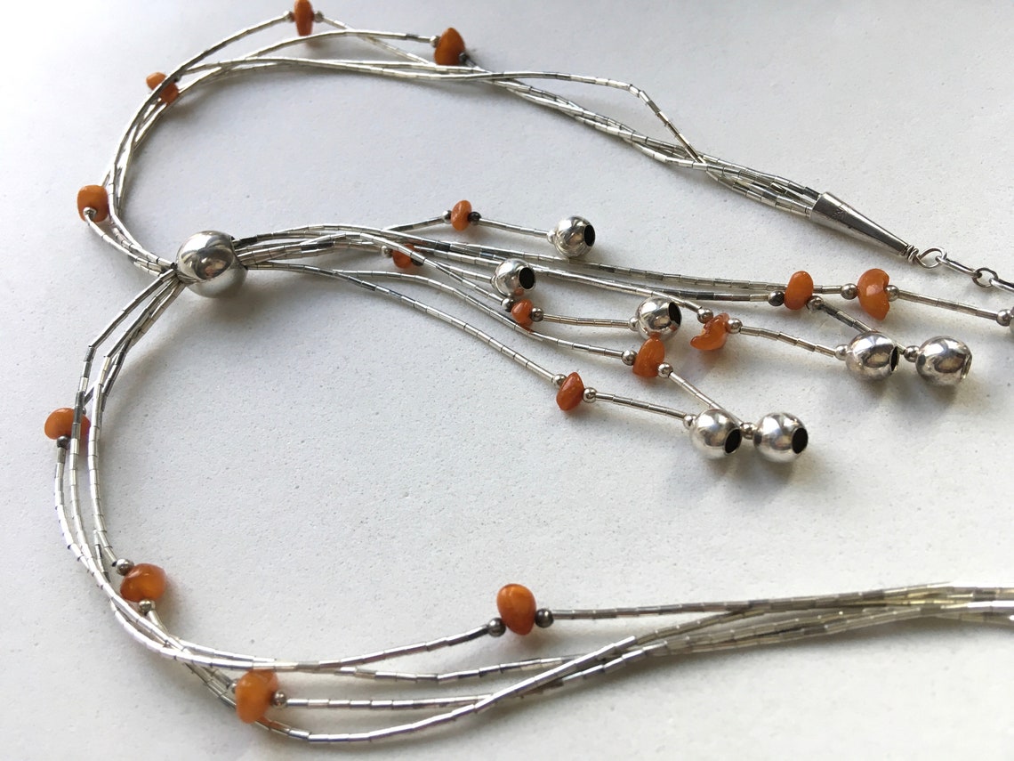 Sterling Liquid Silver Lariat Necklace Native American | Etsy