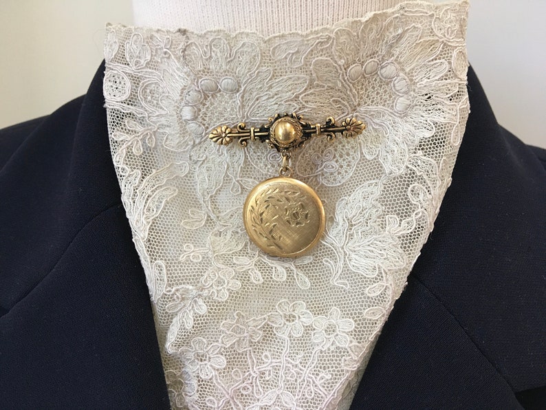 WINARD Gold Filled Locket Lapel Pin Floral Etched Double Photo 1/20 12K ...