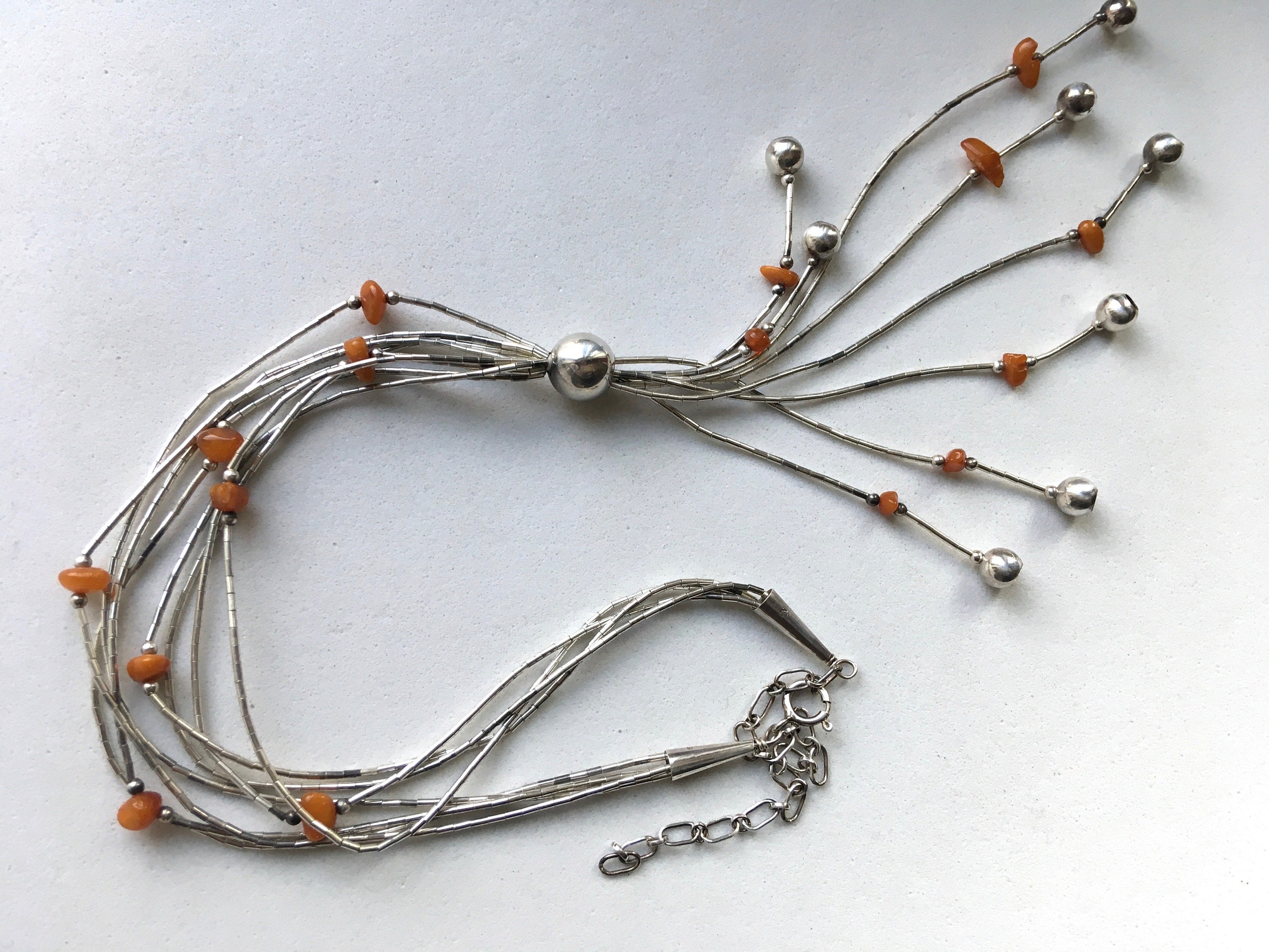 Sterling Liquid Silver Lariat Necklace Native American | Etsy