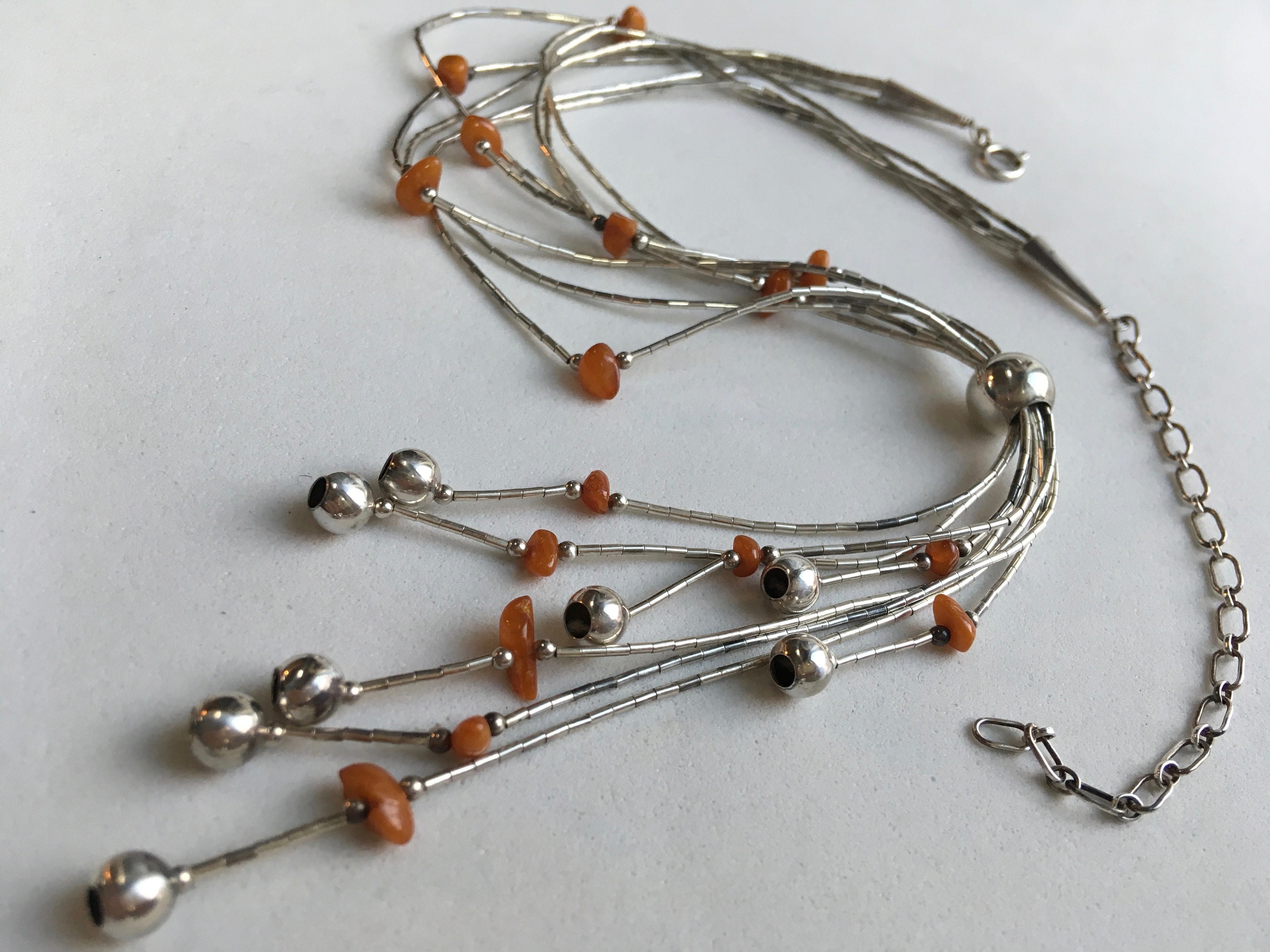 Sterling Liquid Silver Lariat Necklace Native American | Etsy