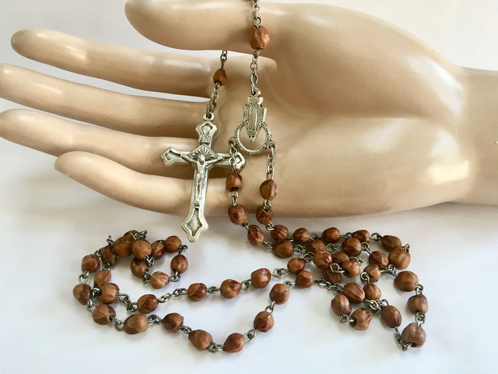 Seed Pod Rosary Organic Wood Seeds Ornate Cross Crucifix - Etsy