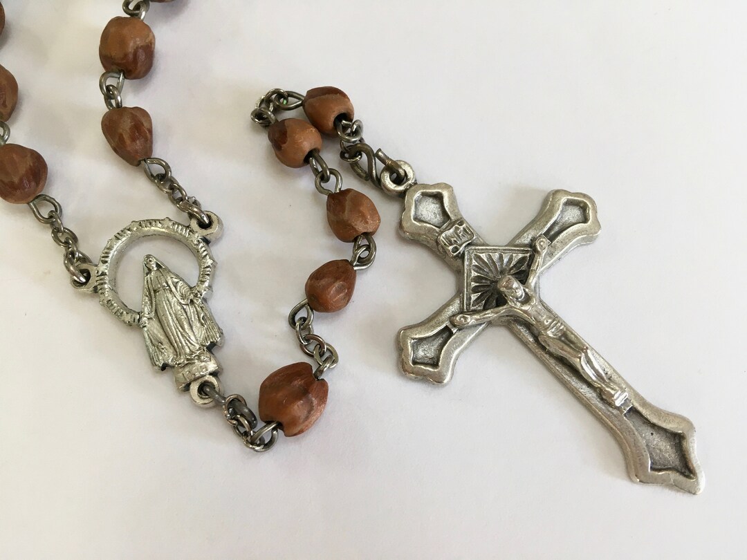 Seed Pod Rosary Organic Wood Seeds Ornate Cross Crucifix - Etsy