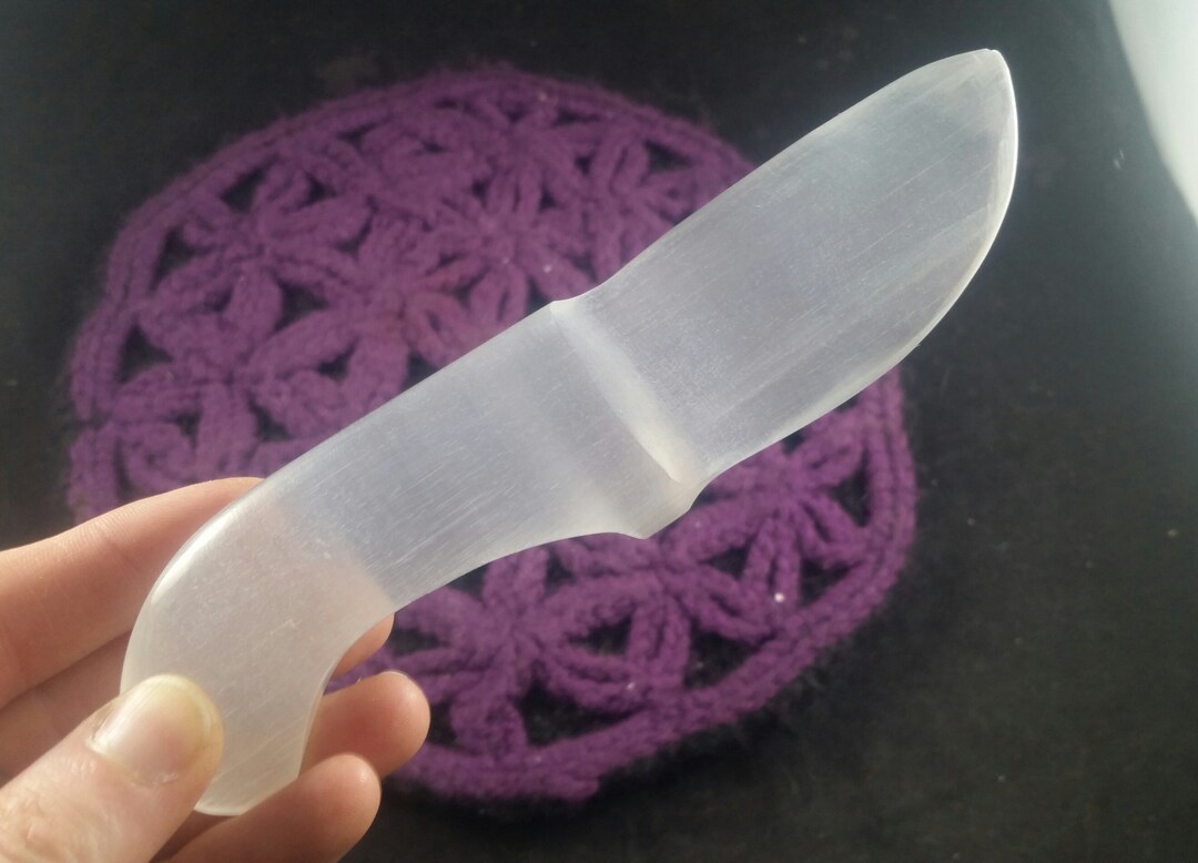Selenite Knife Carved Sword Healing Stones Crystal Dagger Carving White ...