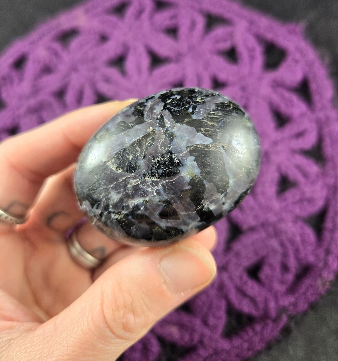 Indigo Gabbro Mystic Merlinite Palmstone Gallet Crystal Stones Crystals ...