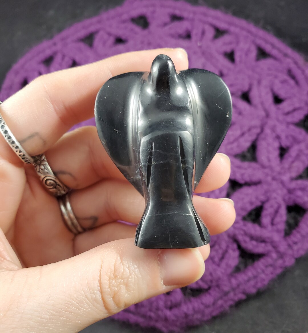 Shungite Angel Carving Black Carbon Shungite Russian Angelic Crystals ...