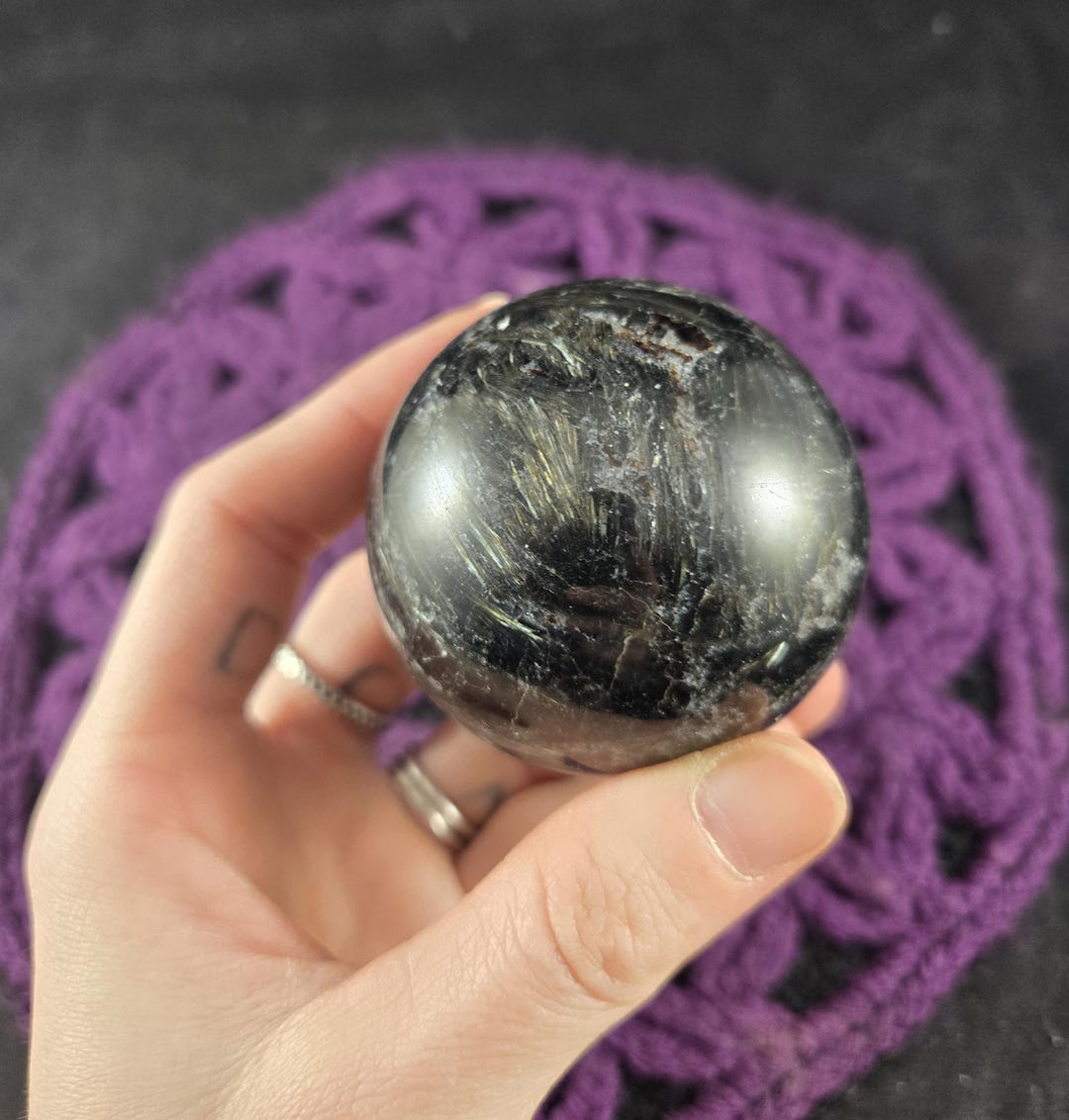 Arfvedsonite Sphere Fireworks Stones Crystal 54mm Ball Polished Similar ...