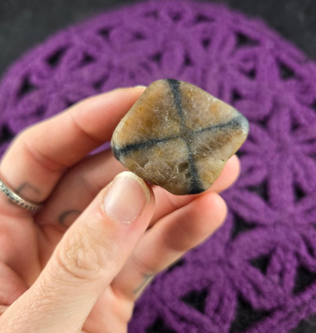 Chiastolite Andalusite Cross Stone Slice Crystal Stones Tumbled Lightly ...