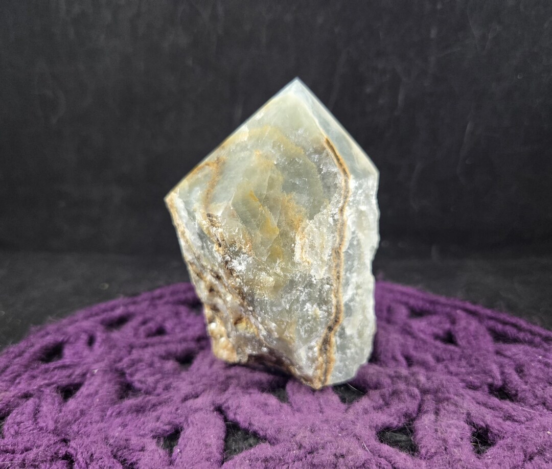Aquatine Lemurian Calcite Top Polished Crystal Point Stones Crystals ...