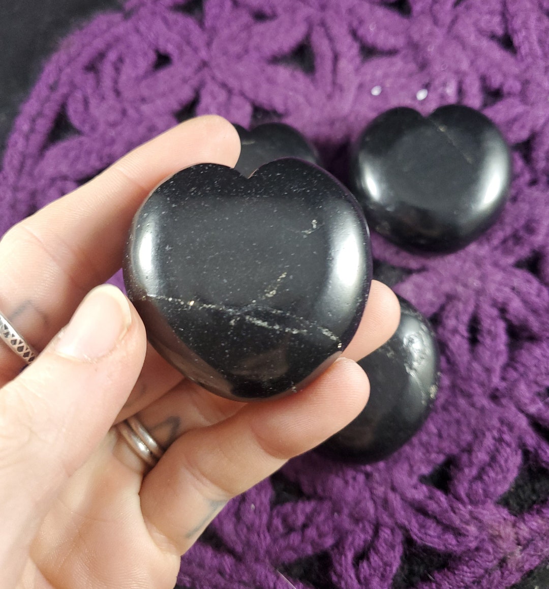 Russian Shungite Crystal Heart Stone Polished Stones Crystals Shaped ...