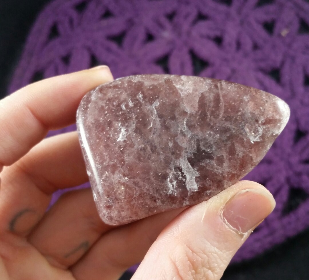 Large Tanzberry Cherry Quartz Tumbled Stone New Find Natural Lithium ...