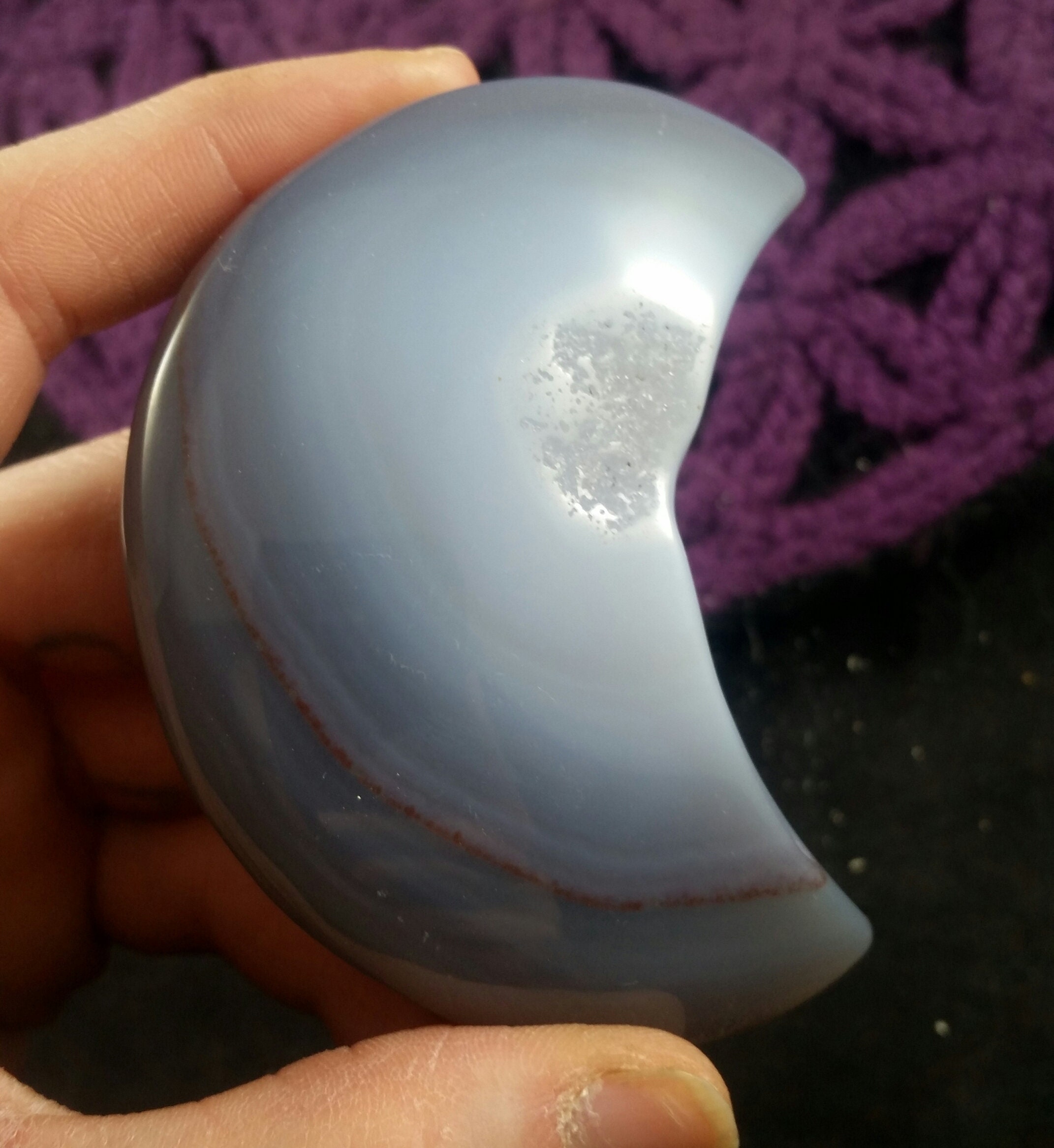 Agate Geode Crescent Moon Carving Crystals Magick Stones | Etsy