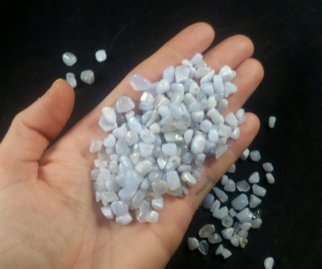 50g Blue Lace Agate Tumbled Chips Stones Polished Crystals Small Tiny ...