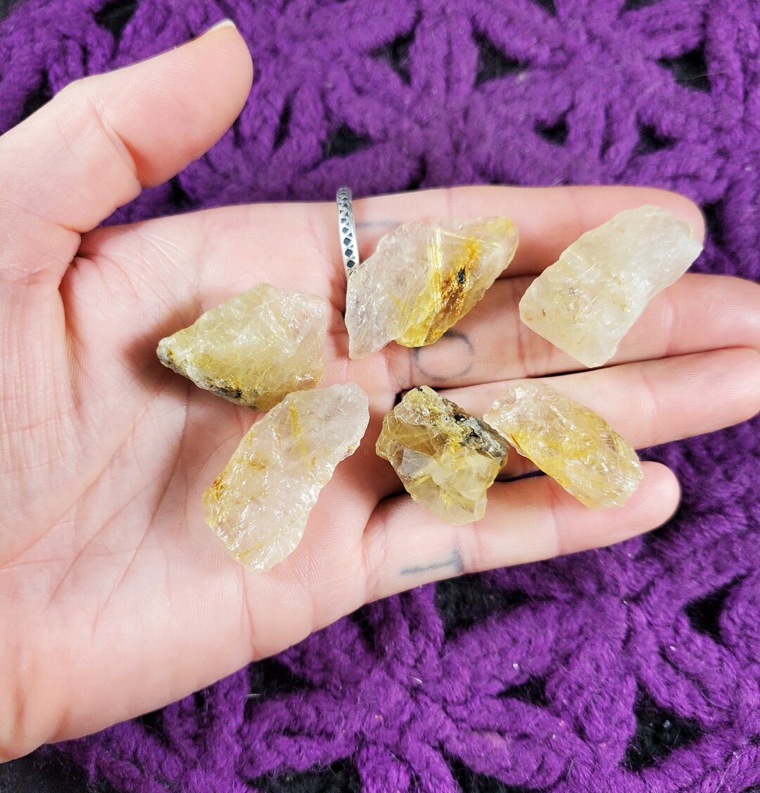 6 Rough Rutilated Quartz Crystals Raw Rutile Crystals Natural Unique ...