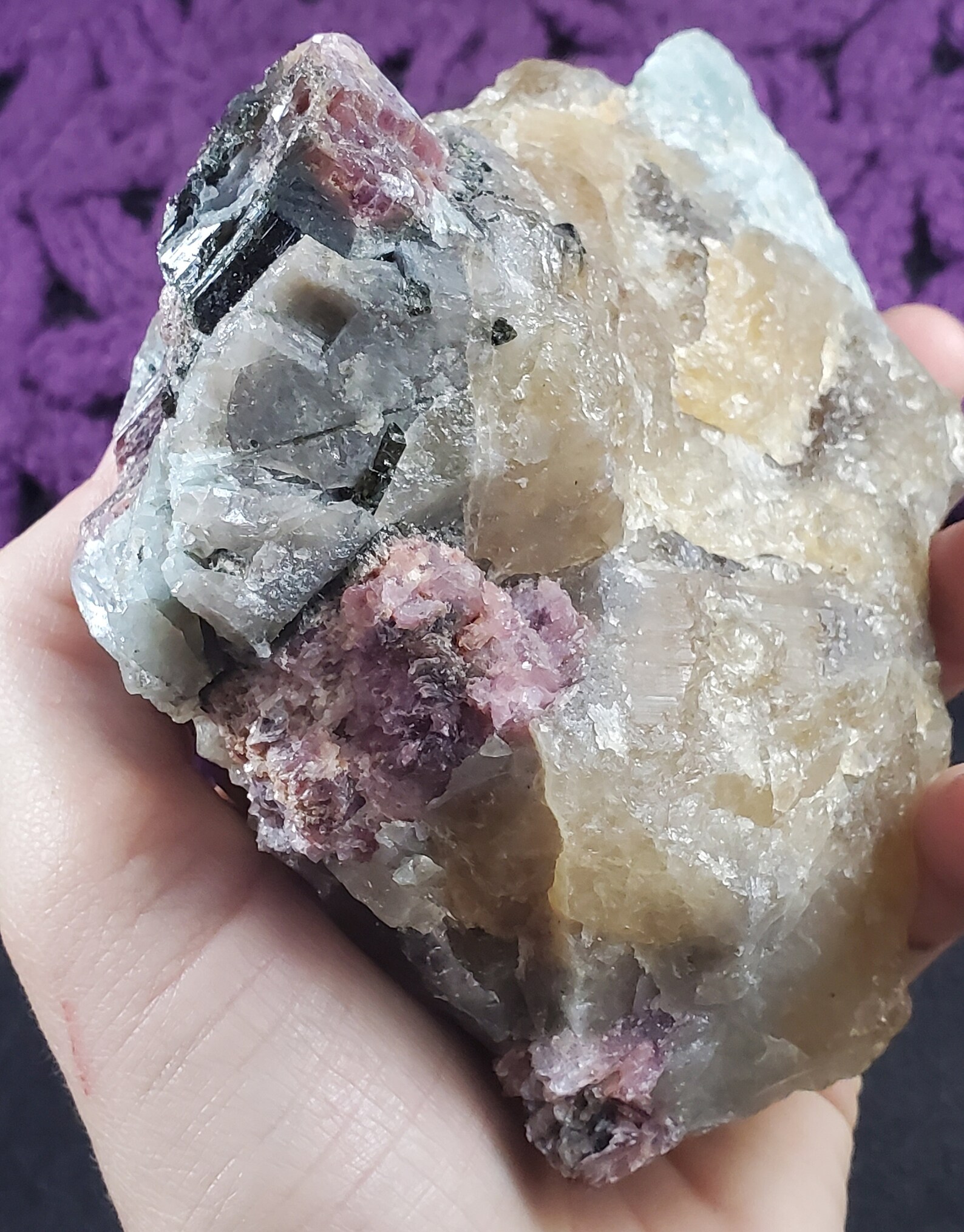 Citrine With Blue Albite Pink Tourmaline and Lepidolite - Etsy