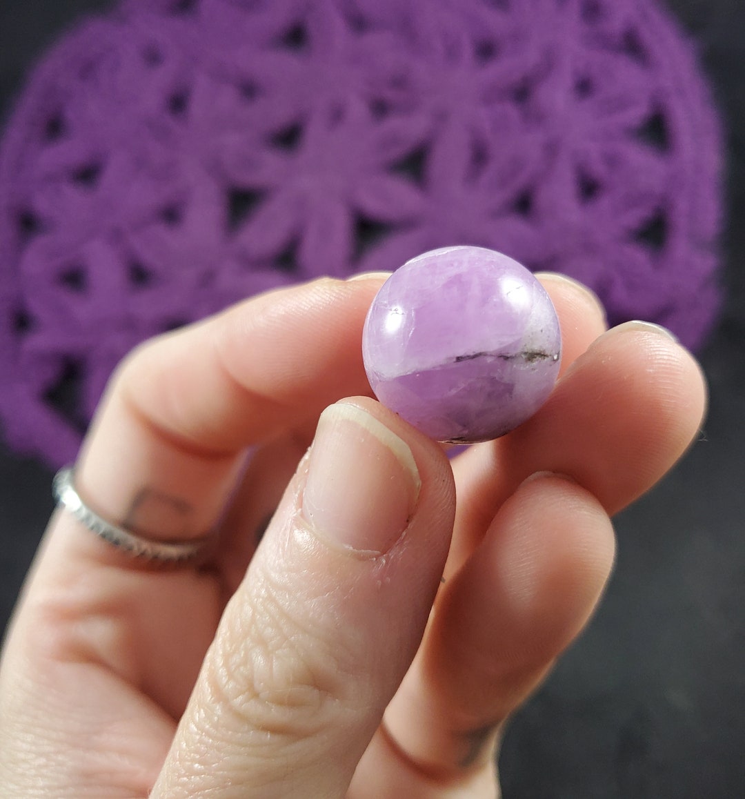 Kunzite Sphere 17mm Mini Crystal Ball Stone Polished Marble Purple ...