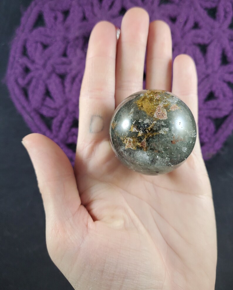 Lodolite Quartz Sphere Crystal Ball Stone Polished Marble | Etsy