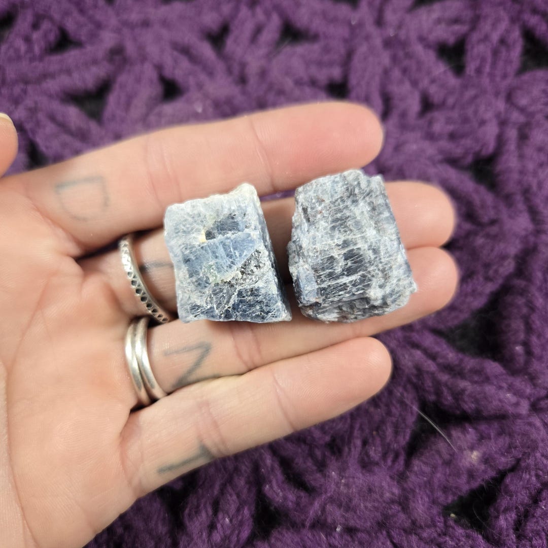 UV Reactive Blue Kyanite With Ruby Corundum 2 Small Blade Slab Crystal ...