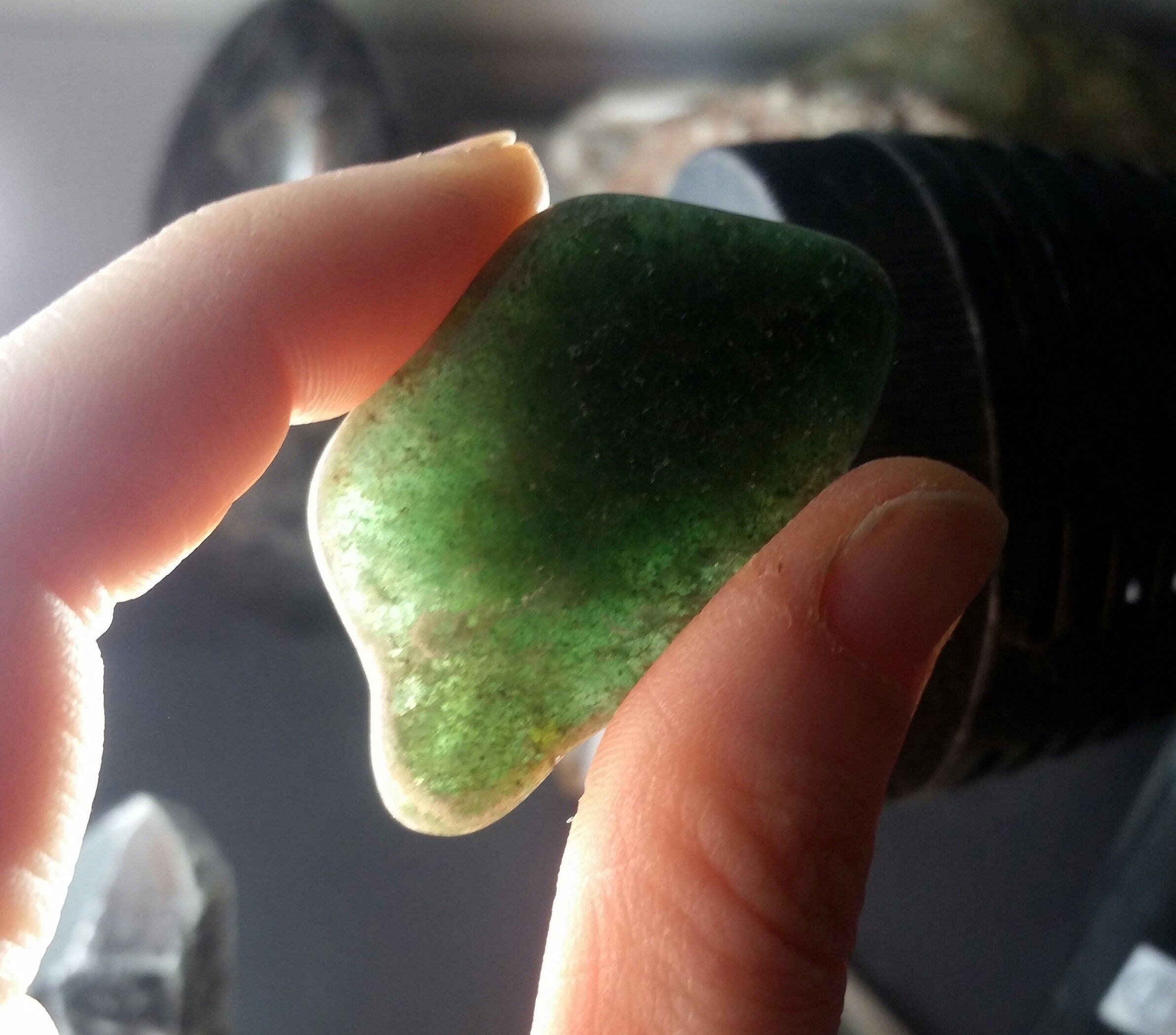Emerald Tanzberry Fuchsite in Quartz Tumbled Stone Natural Fuschite ...