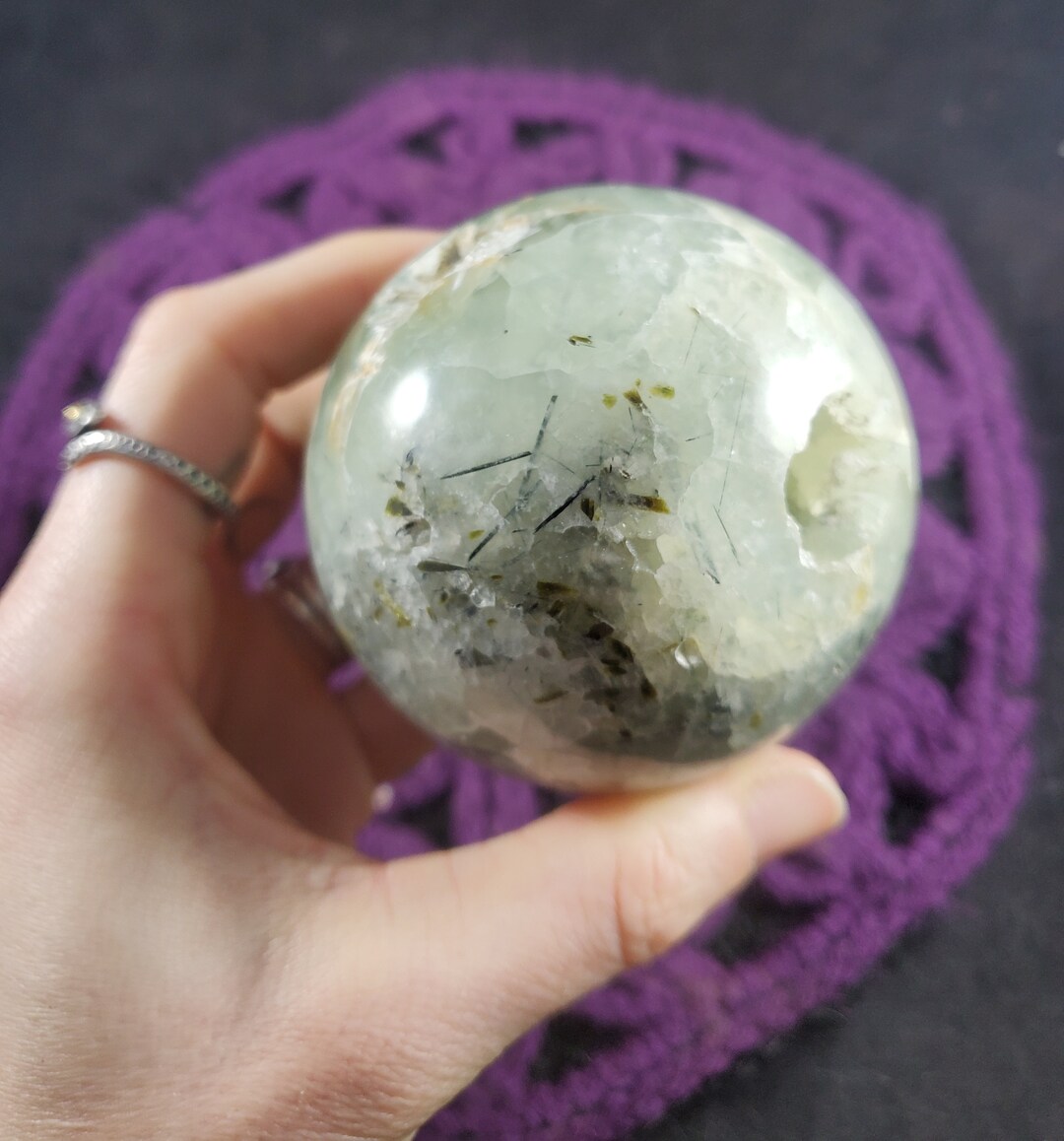 Prehnite With Epidote Large Sphere Crystal Ball Polished Natural Vugs ...