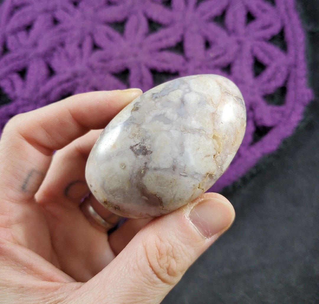 Flower Agate Palmstone Polished Healing Stones Gallet Crystal Palm ...