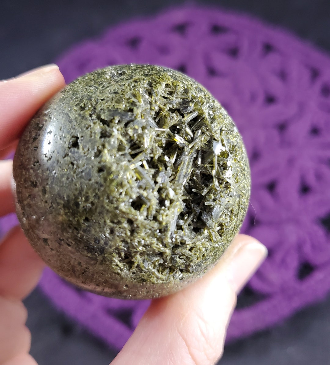 Peruvian Epidote Large Sphere Crystal Ball Polished Natural Vugs Half ...