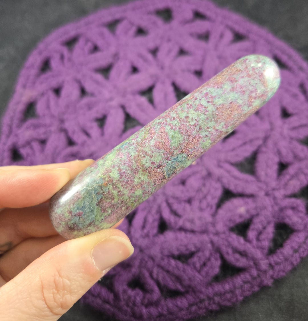 Ruby and Kyanite in Fuchsite Polished Wand Fuschite Rounded Crystal ...