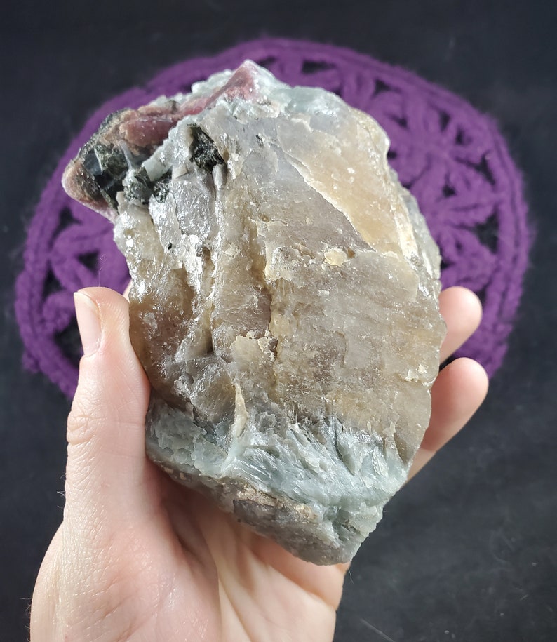 Citrine With Blue Albite Pink Tourmaline and Lepidolite - Etsy