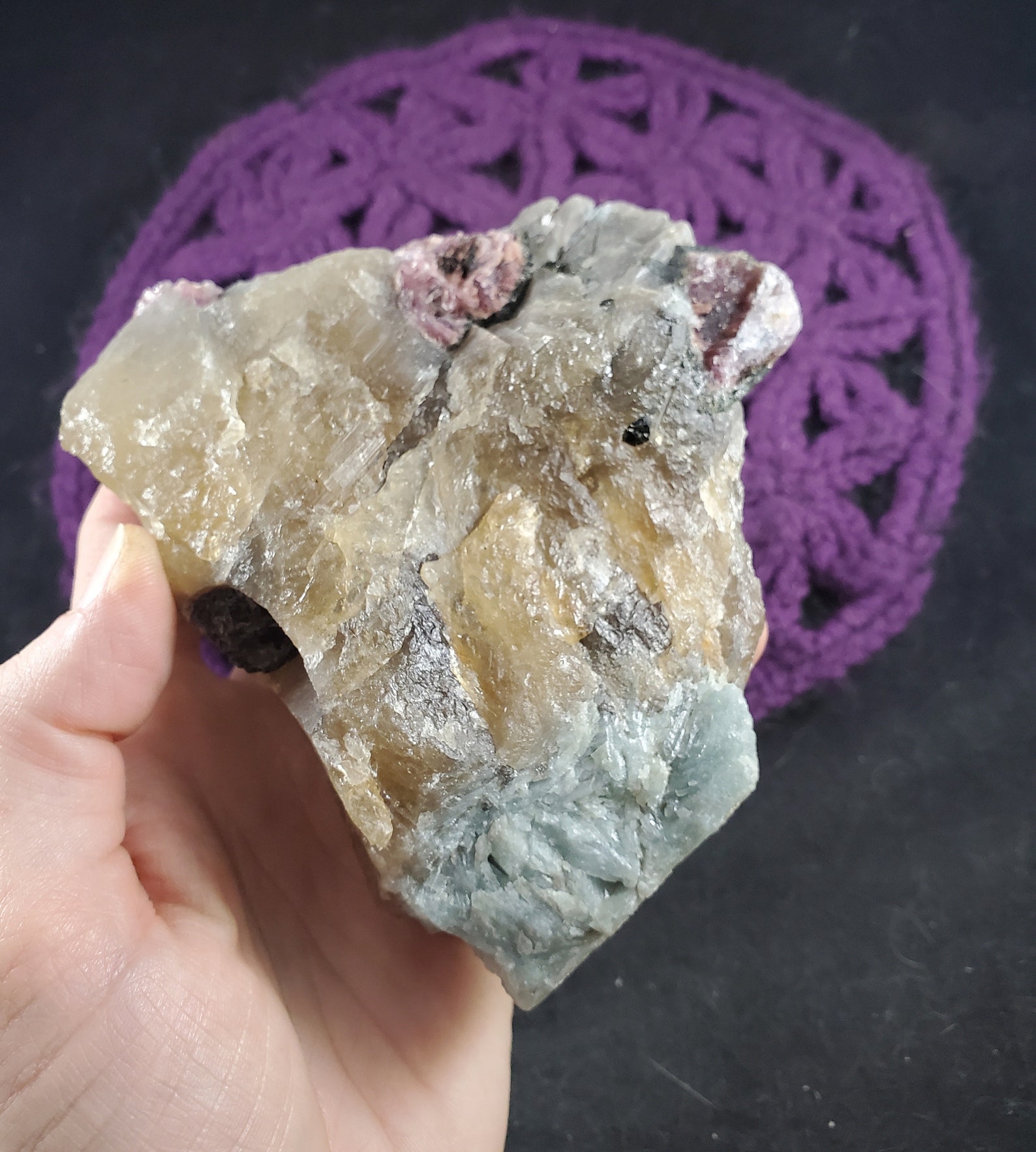 Citrine With Blue Albite Pink Tourmaline and Lepidolite - Etsy