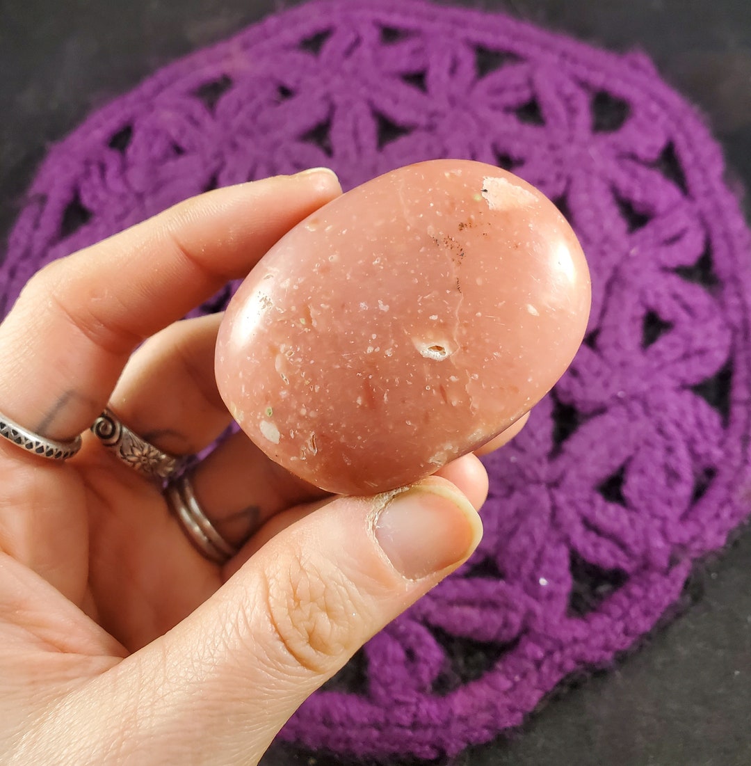 Pink Opal Palmstone Crystal Palm Stones Gallet Crystals Polished ...