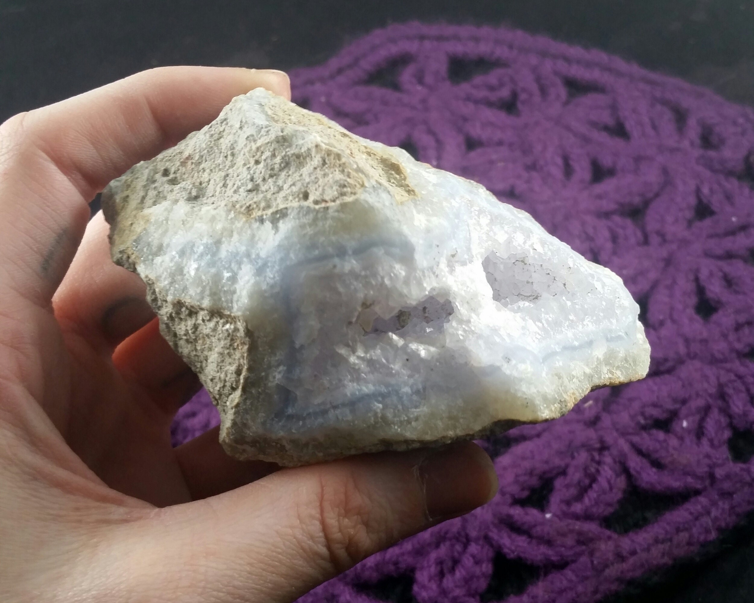 Blue Lace Agate Geode Raw Natural Crystal Matrix Light Druzy | Etsy