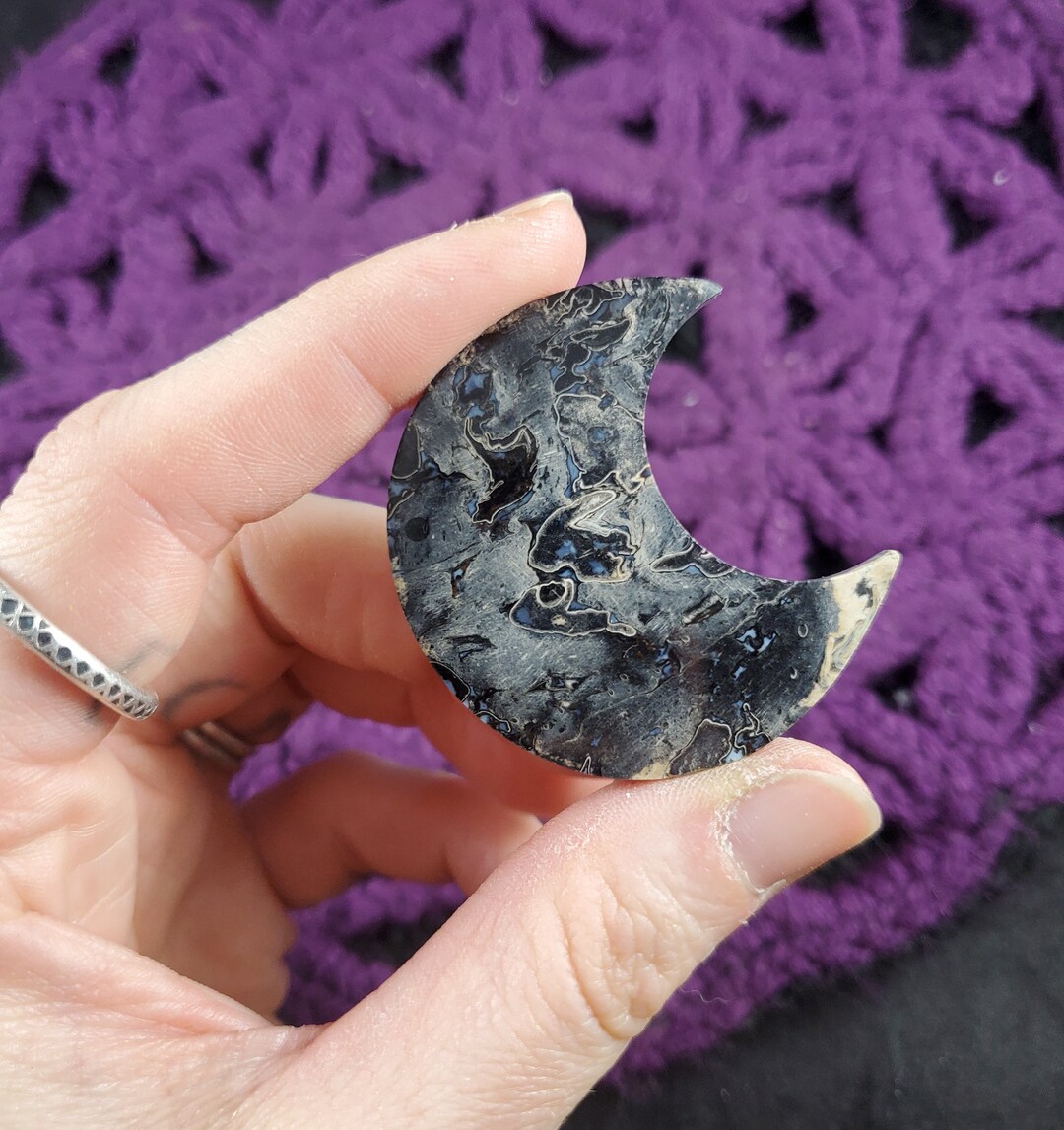 Palm Wood Root Fossil Crescent Moon Carving Small Mini Crystals Magick ...