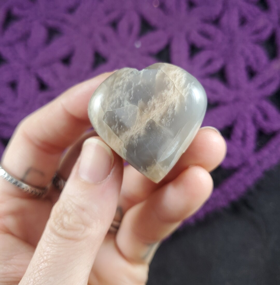 Grey Moonstone Pocket Heart Crystals Small Stones Crystal Grid Polished ...