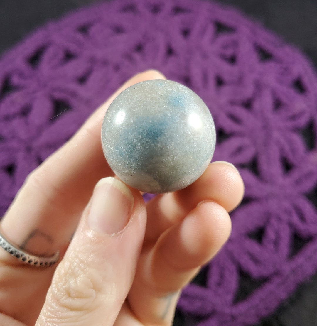 Blue and Grey Trolleite Sphere Crystals Magick Stones Polished Carved ...