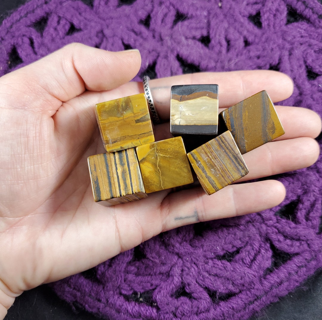 6 Tiger Iron Tumbled Cubes Crystal Stones Crystals Gold Tiger Eye ...