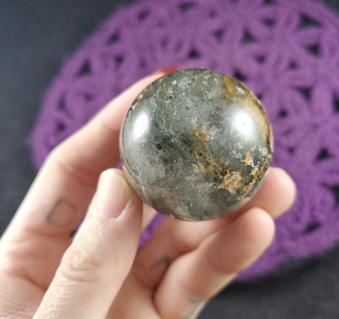 Lodolite Quartz Sphere Crystal Ball Stone Polished Marble Chlorite ...