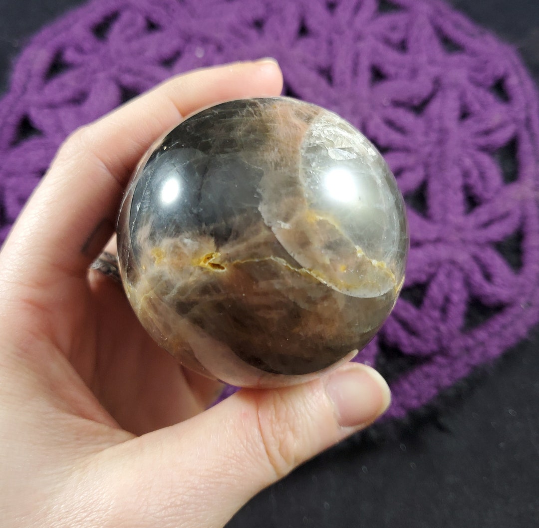Black Moonstone Sphere 58mm Stones Crystal Ball Polished Moon Stone ...