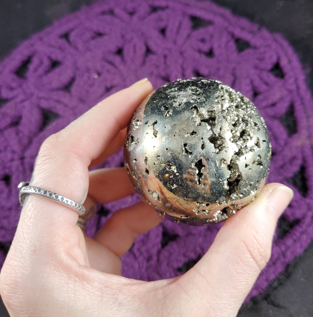 Large Pyrite Sphere 55mm Crystal Ball Stone Polished Unique Natural ...