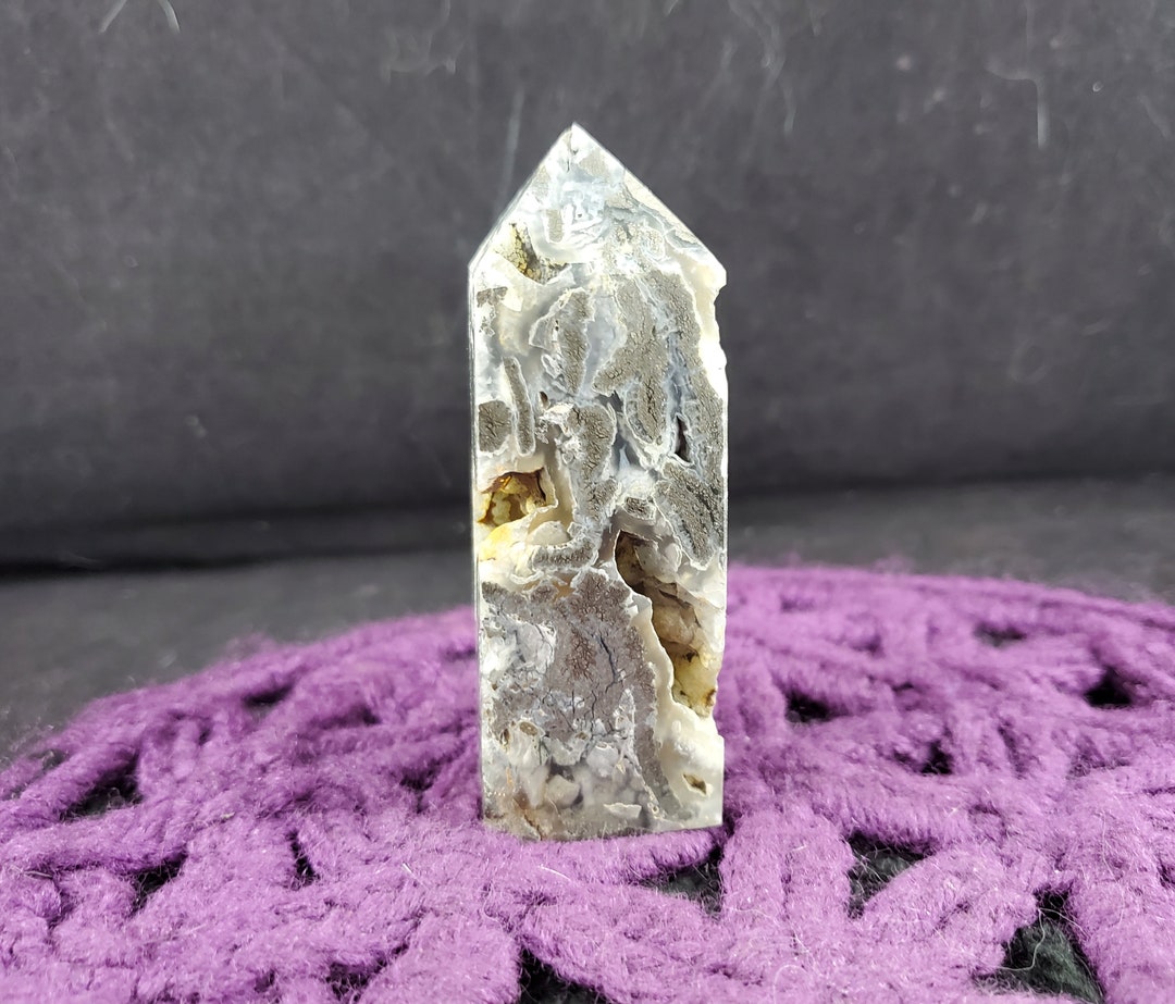 Marcasite in Agate Polished Tower Crystal Point Natural Vugs Pyrite ...