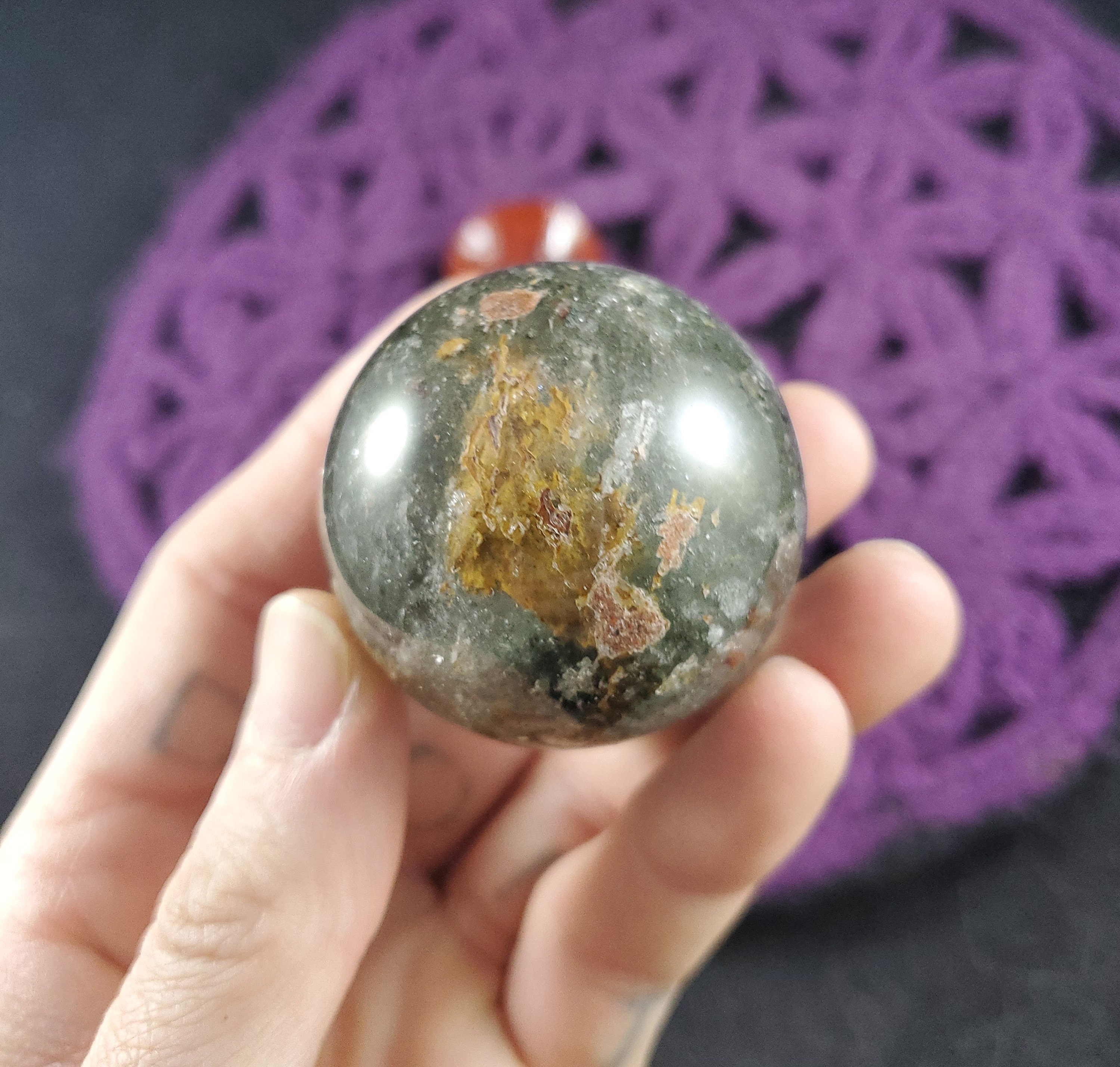 Lodolite Quartz Sphere Crystal Ball Stone Polished Marble | Etsy