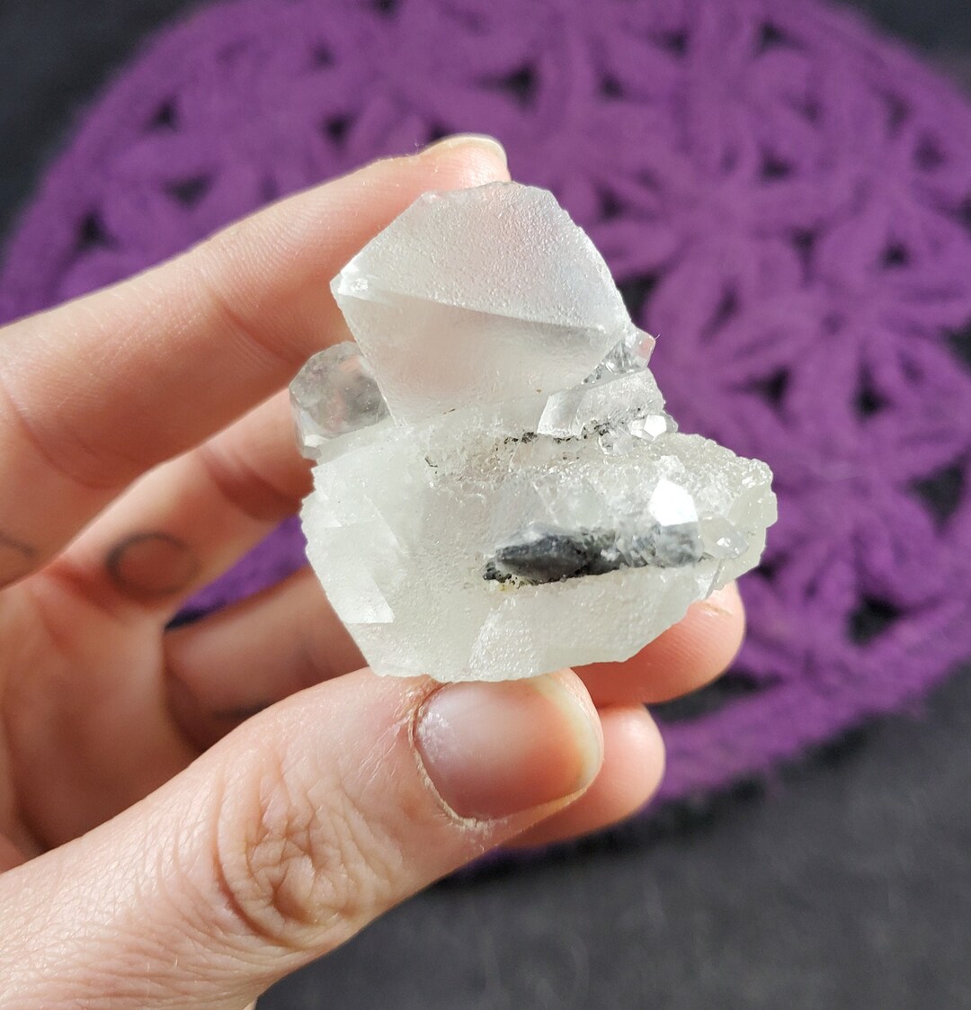 Fluorite Octahedron With Calcite New Find Green Crystal Stone ...