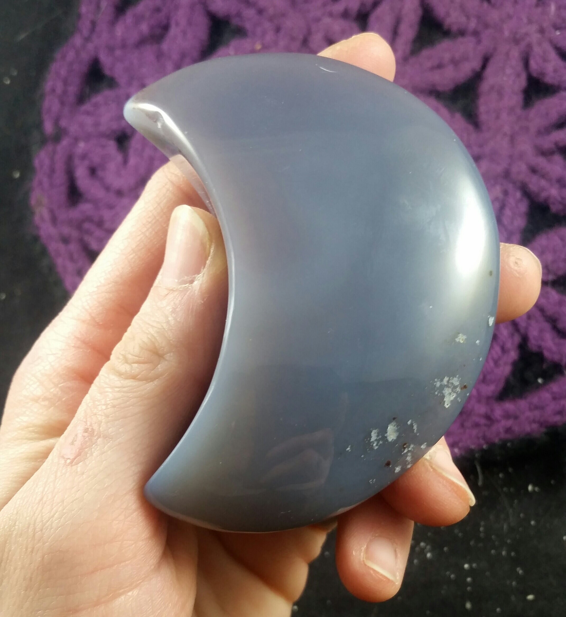 Agate Geode Crescent Moon Carving Crystals Magick Stones | Etsy