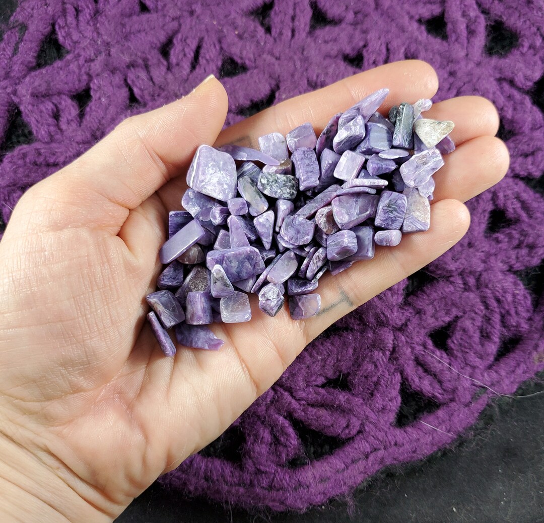 50g Charoite Tiny Chips Tumbled Poli Small Pieces Crystal Purple Stones ...