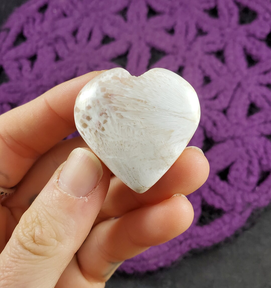 Peach Stilbite and Scolecite Heart Crystal Polished Stones Crystals ...
