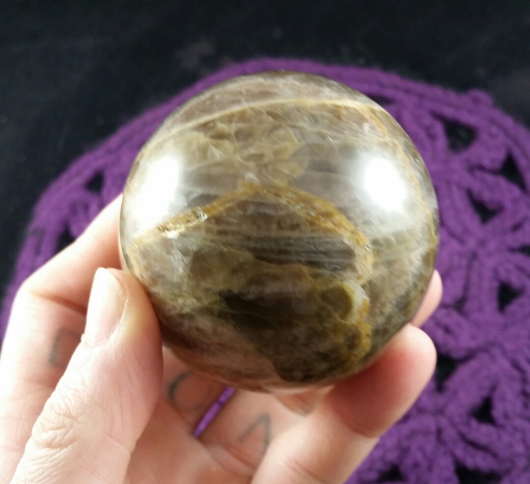 Large 60mm Black Moonstone Sphere Stones Crystal Ball Polished Moon ...