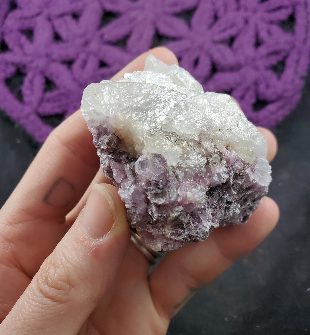 Lepidolite in Quartz Raw Crystal Rough Stones Brazil Purple Mica ...