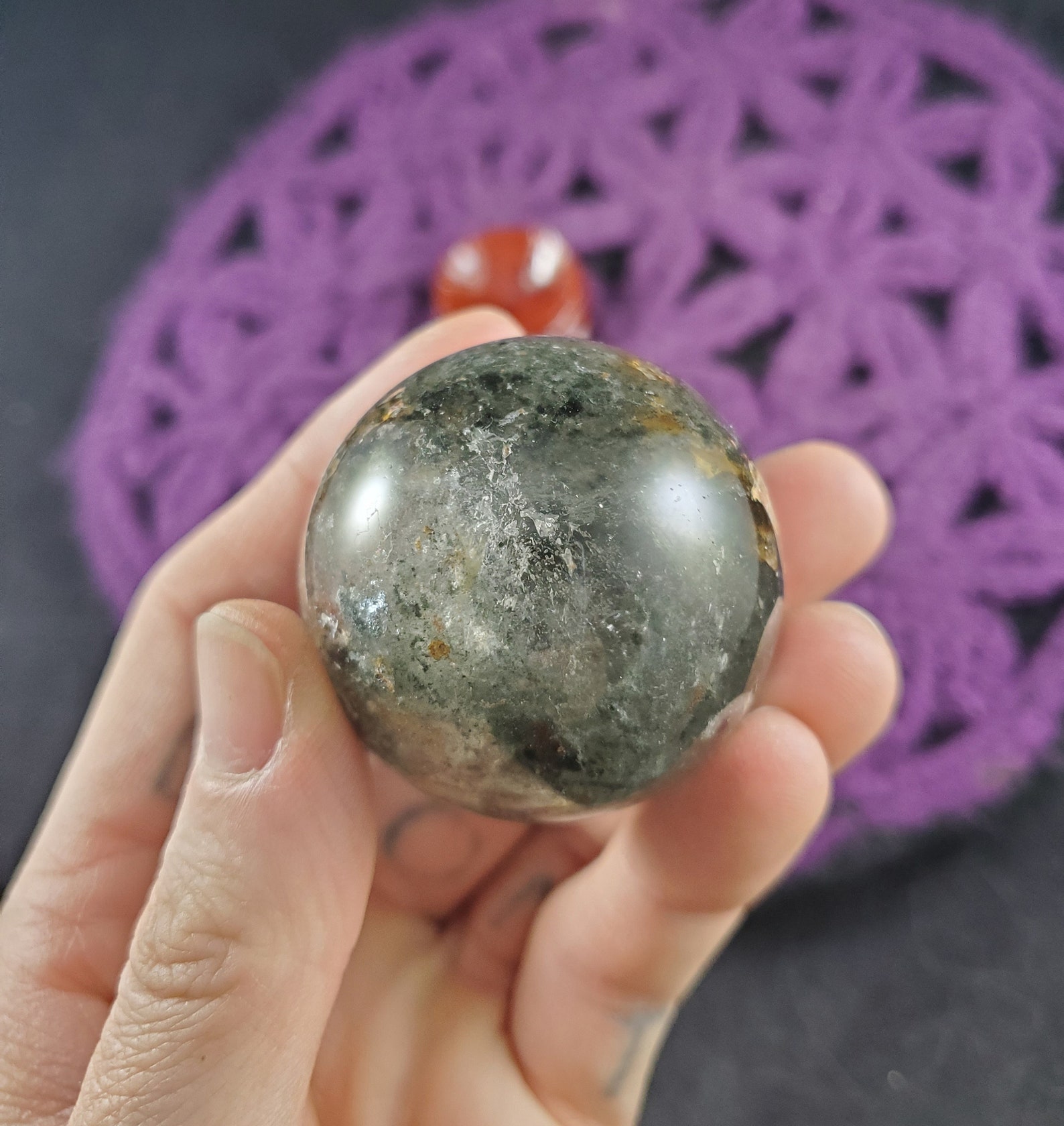 Lodolite Quartz Sphere Crystal Ball Stone Polished Marble | Etsy