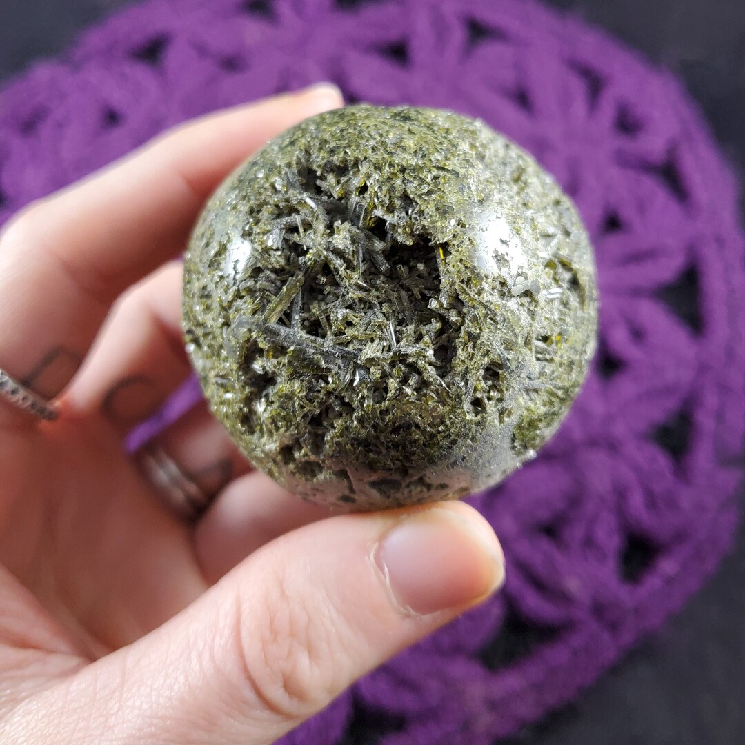 Peruvian Epidote Large Sphere Crystal Ball Polished Natural Vugs Half ...