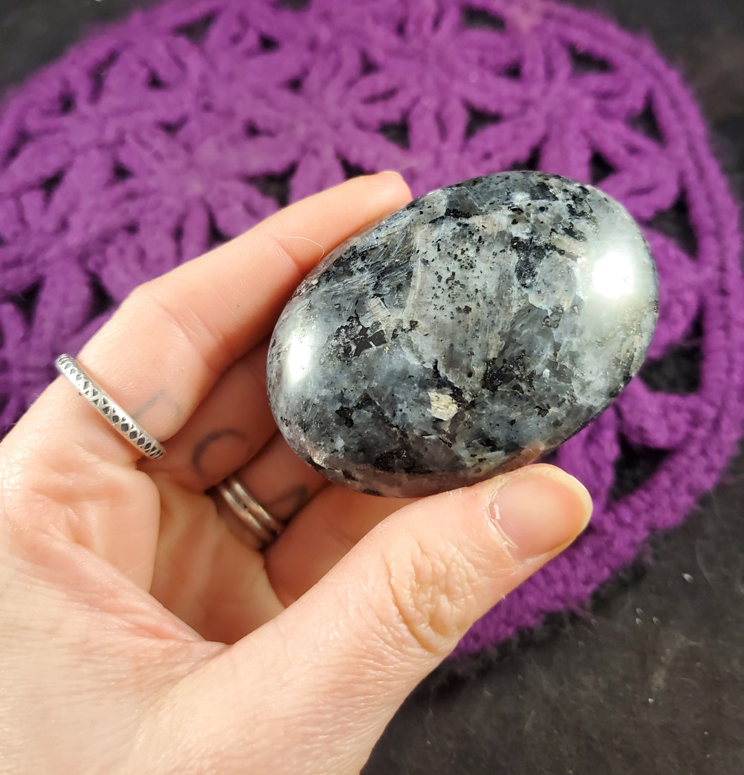 Larvikite Palmstone Polished Palm Stone Flashy Crystals Magick Stones ...