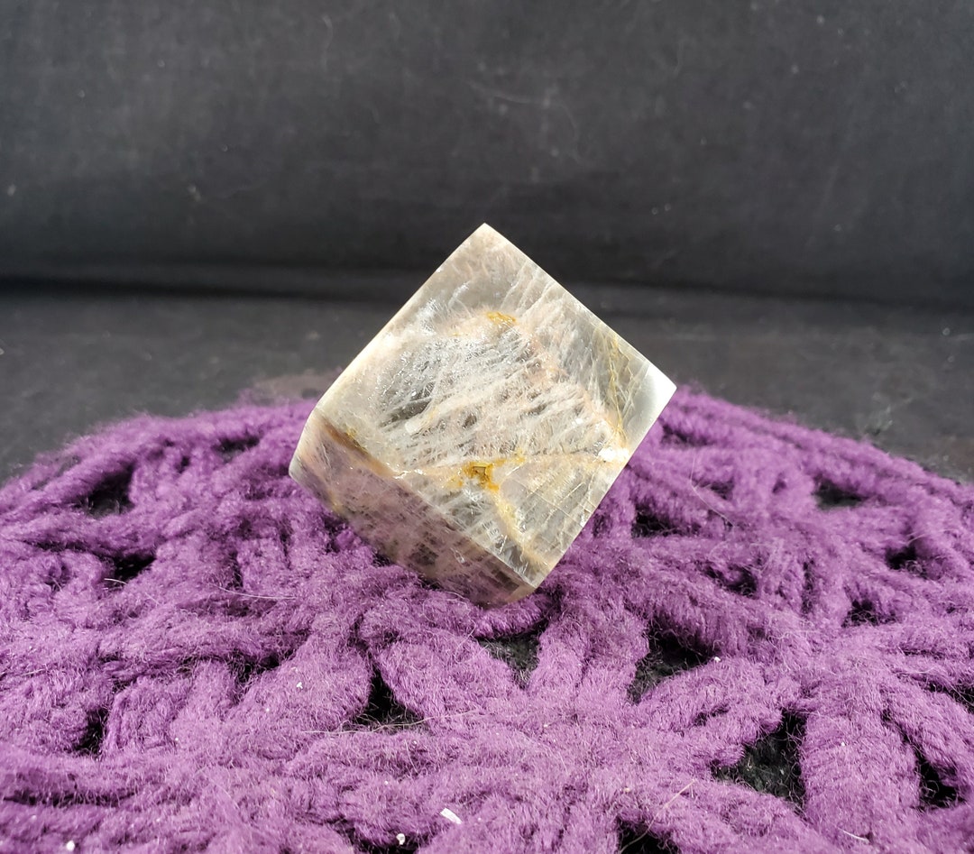 Black Moonstone Cube Standing Corner Polished Block Crystal Stones ...