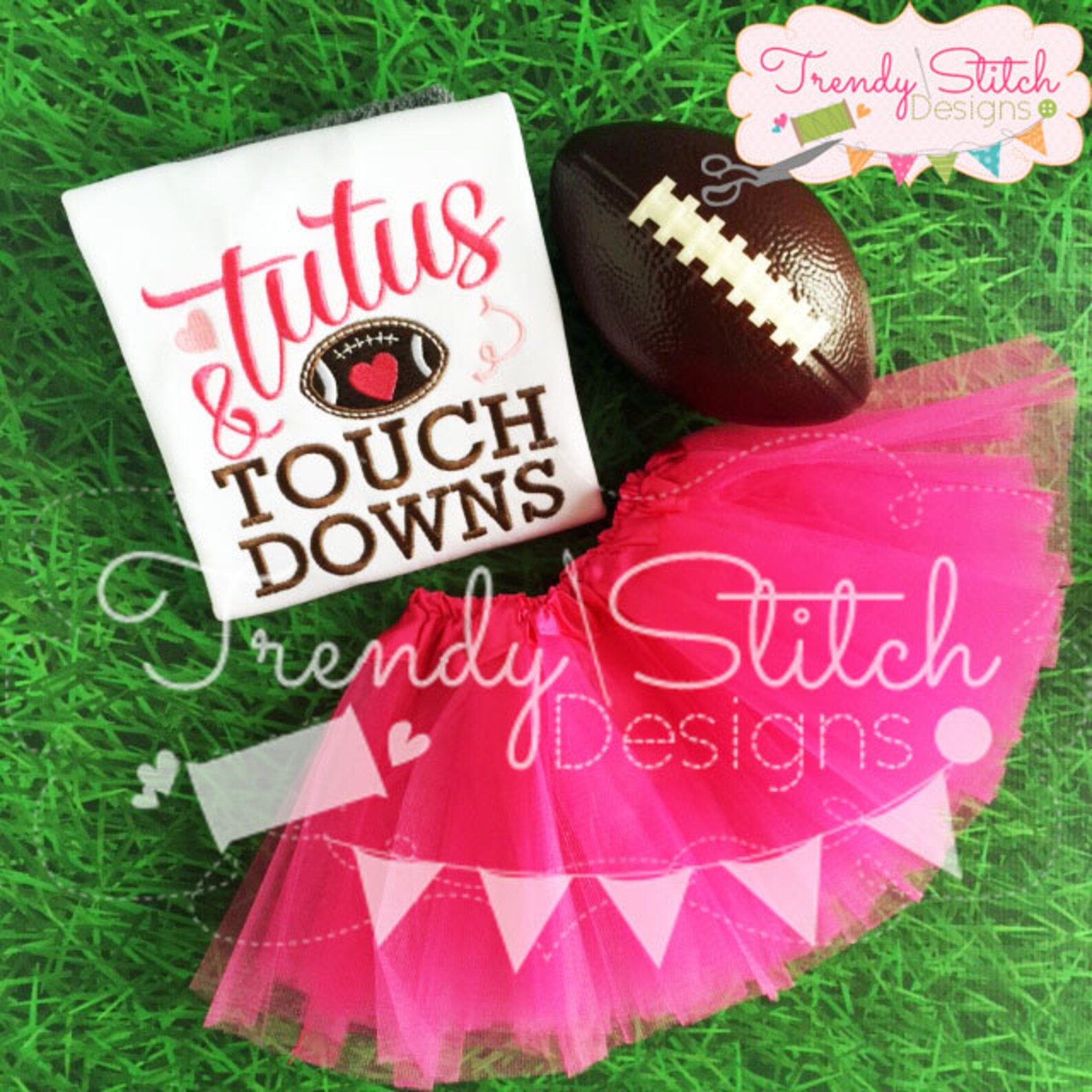 Tutus and Touchdowns Applique Design Machine Embroidery Design - Etsy